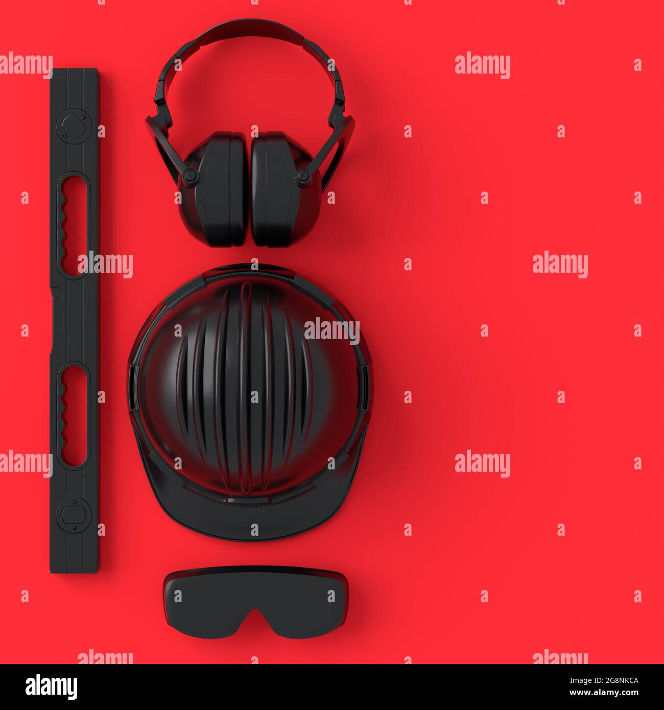 Top view of monochrome construction tools for repair and installation ...