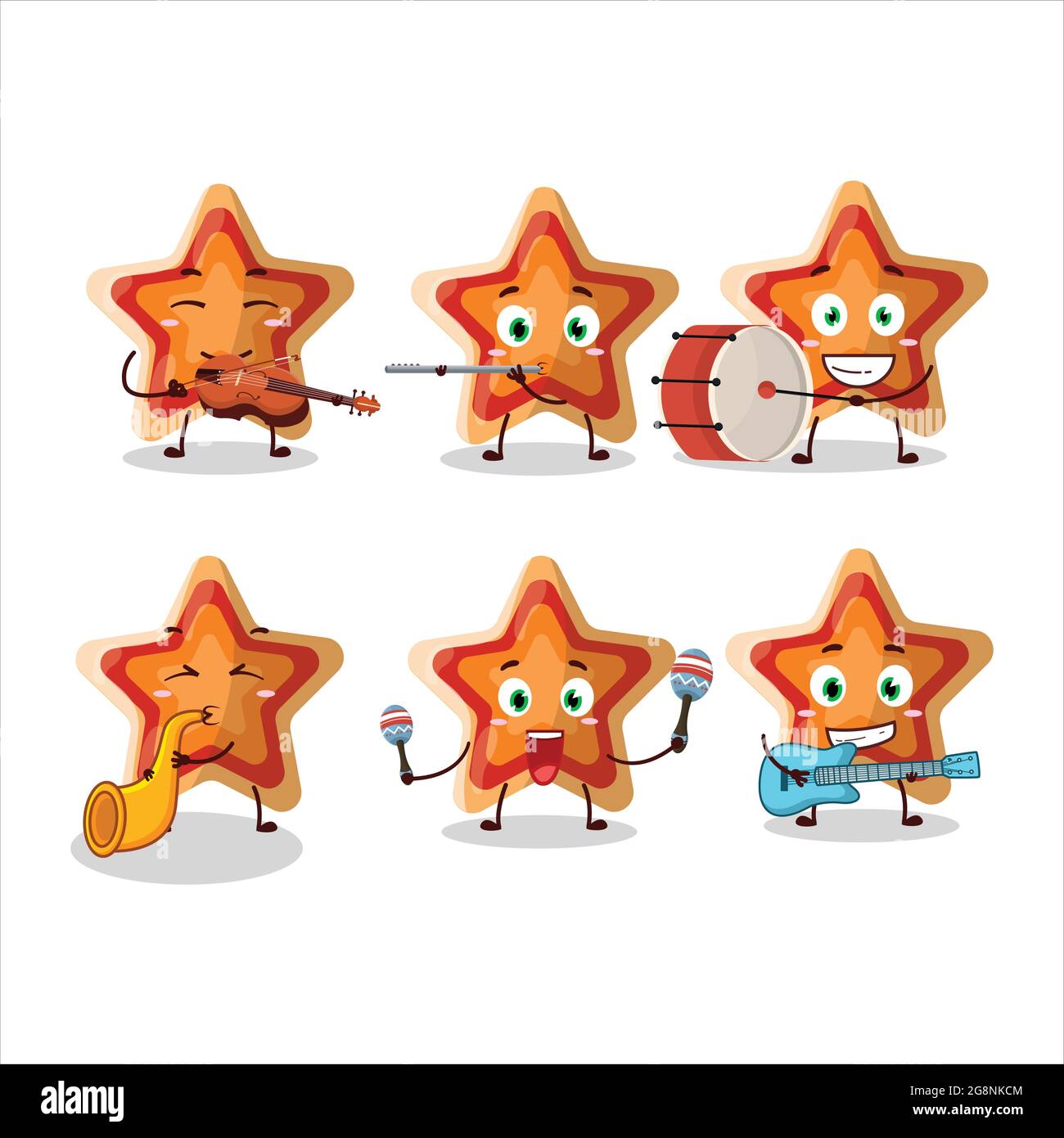 Cartoon character of star icon playing some musical instruments. Vector ...