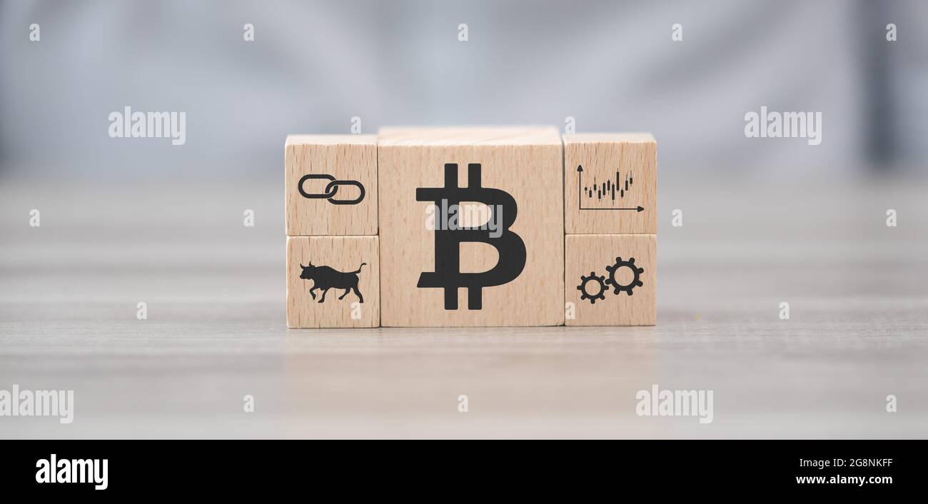 Wooden blocks with symbol of bitcoin concept Stock Photo - Alamy