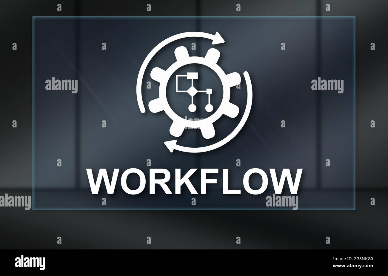 Workflow concept on dark background Stock Photo - Alamy