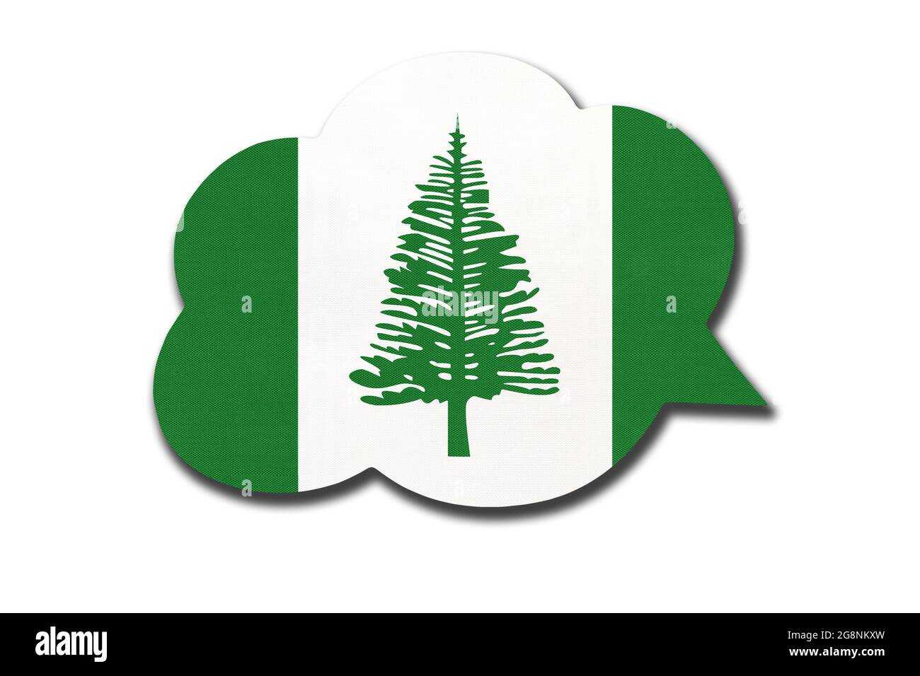 3d speech bubble with Norfuk national flag isolated on white background ...