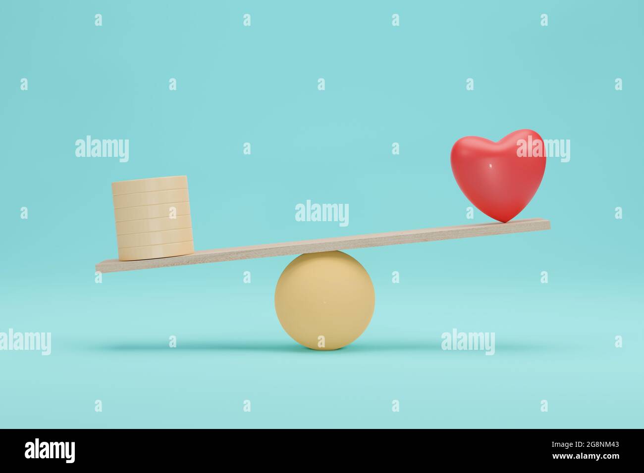 Heart and money scales concept. Importance between gold coin and love ...