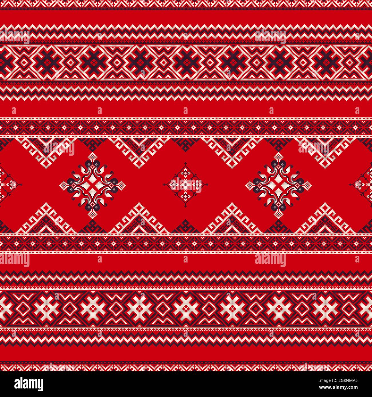 Decorative repeating pattern inspired by traditional Russian embroidery ...