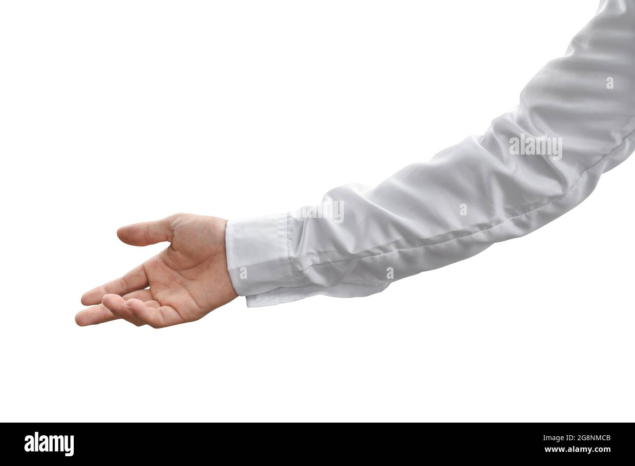 Gesture of Man hand in shirt isolated on white background with clipping ...
