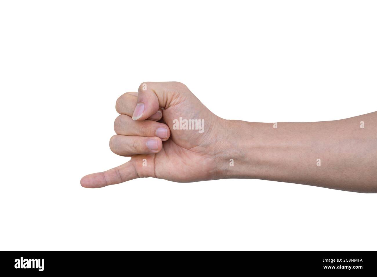 Man hand promise symbol, Isolated on white background with clipping ...