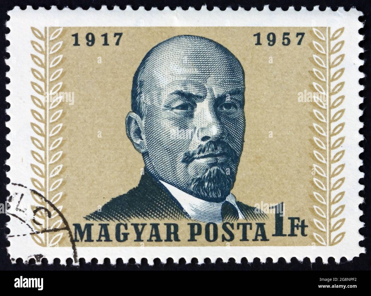 HUNGARY - CIRCA 1957: a stamp printed in Hungary shows Vladimir Lenin ...