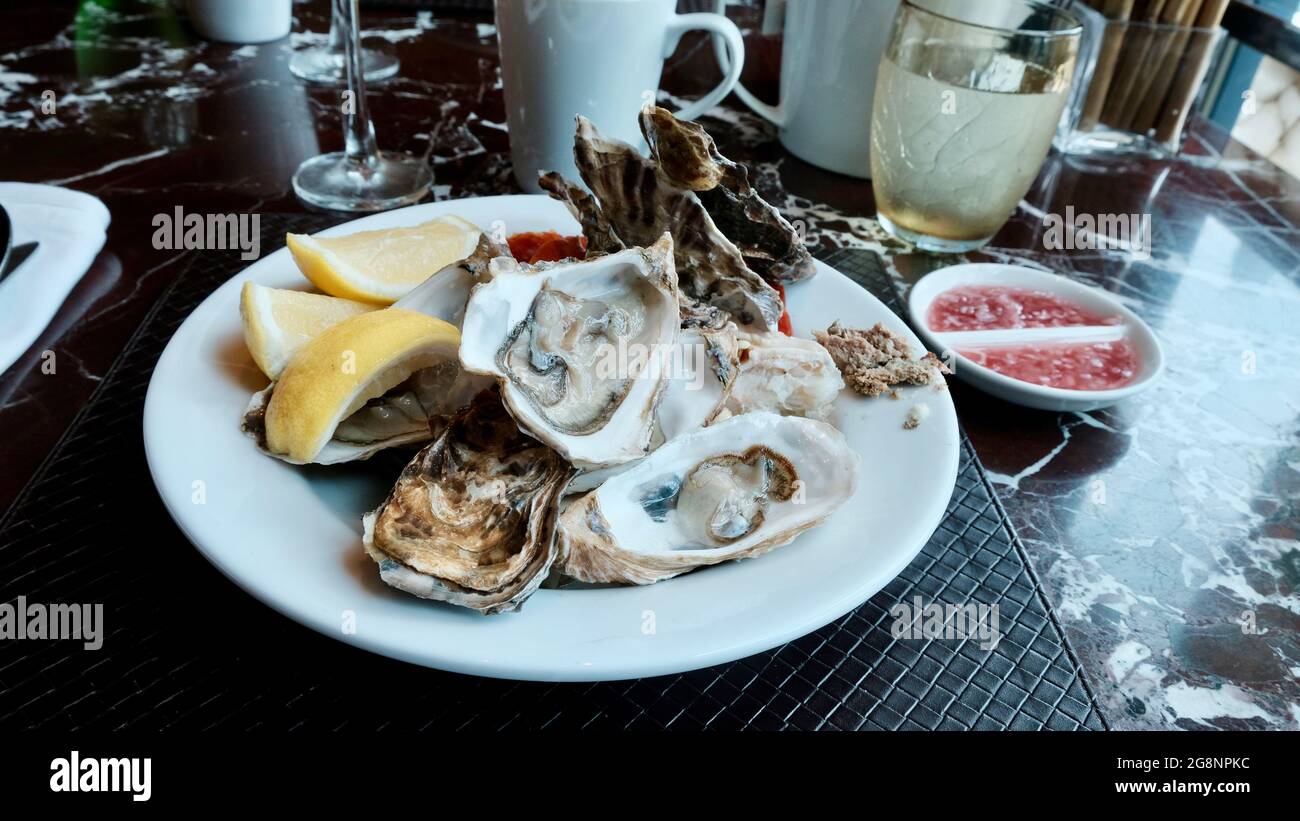 Fresh Oysters Shellfish Food on the Table Hotel Restaurant Buffet ...