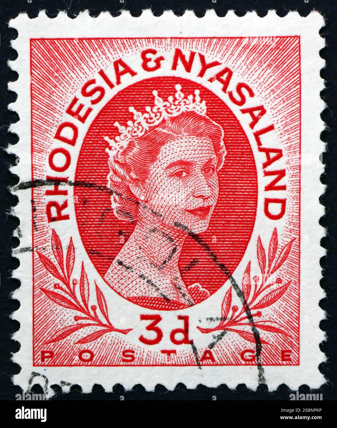 RHODESIA & NYASALAND - CIRCA 1954: a stamp printed in Rhodesia shows ...