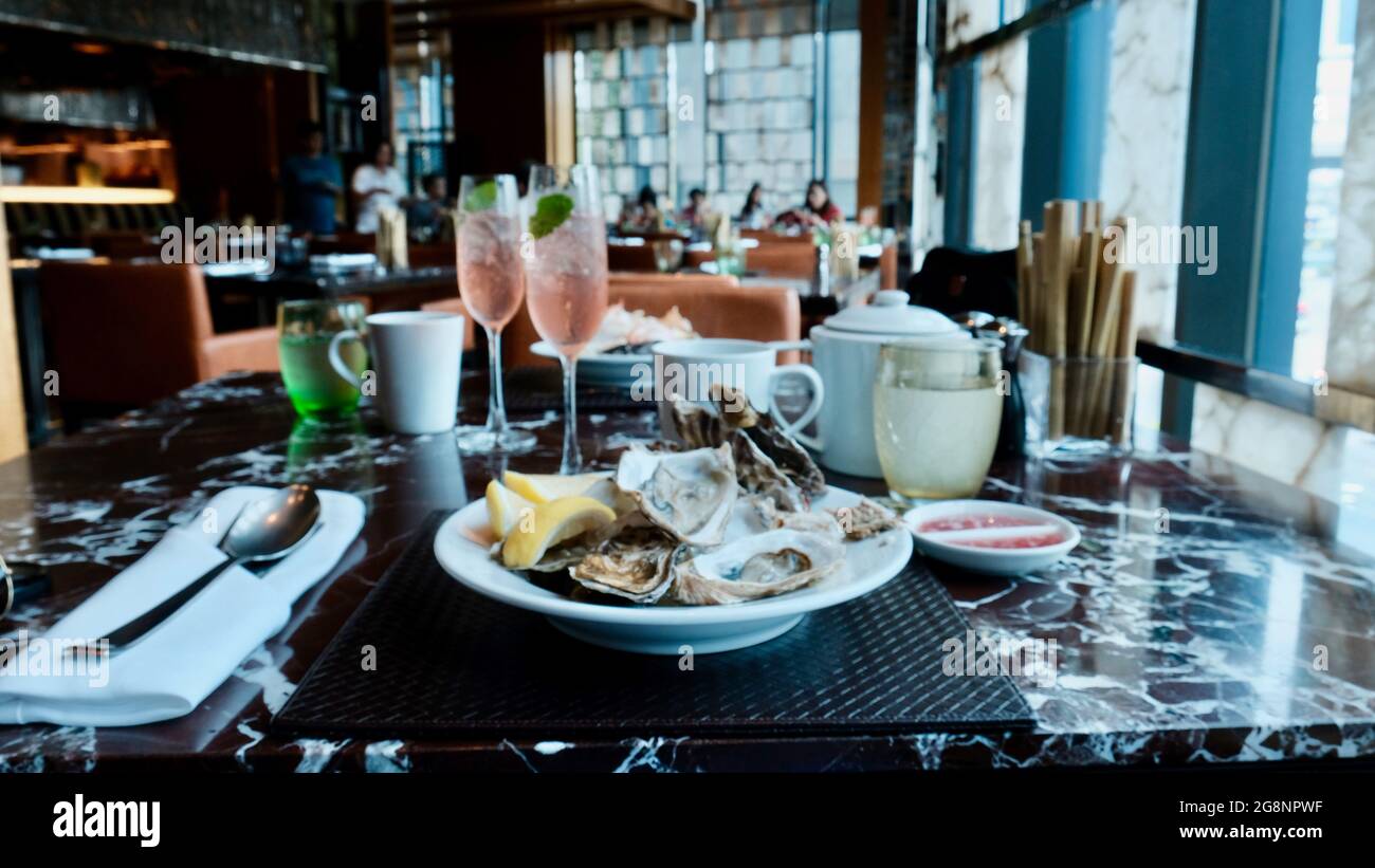 Fresh Oysters Shellfish Food on the Table Hotel Restaurant Buffet ...