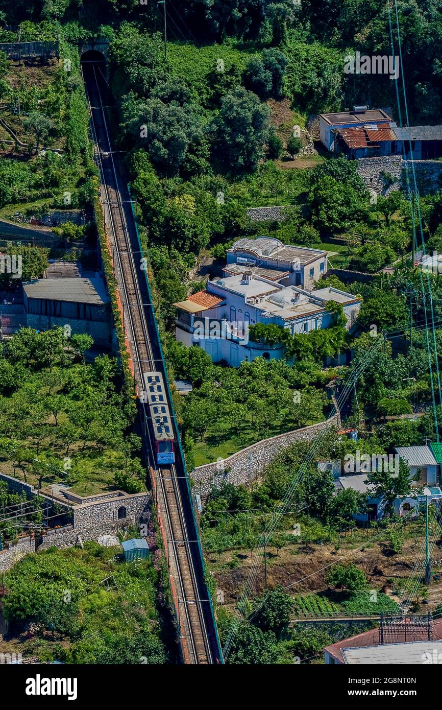 Cable railway from a Marina Grande, Capri island, Campania, Italy ...
