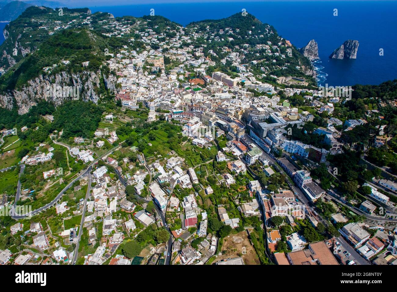 Aerial view, Capri village, Capri island, Campania, Italy, Europe Stock ...