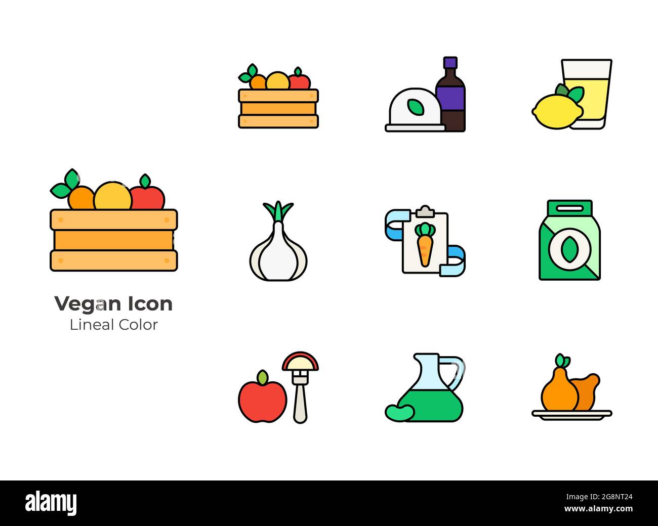 vegan, vegetarian vector icon set Stock Photo - Alamy