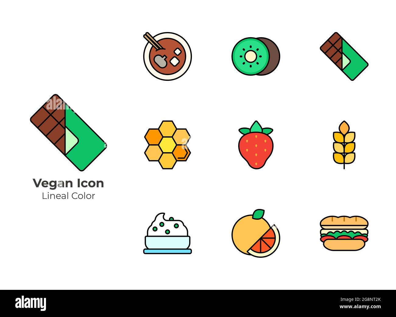 vegan, vegetarian vector icon set Stock Photo - Alamy