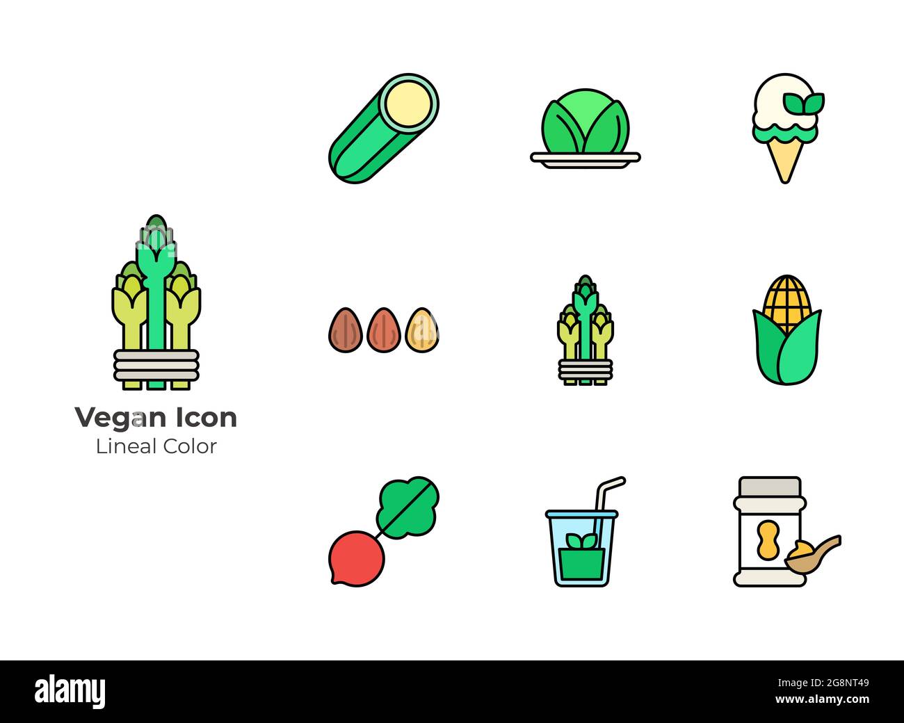 vegan, vegetarian vector icon set Stock Photo - Alamy