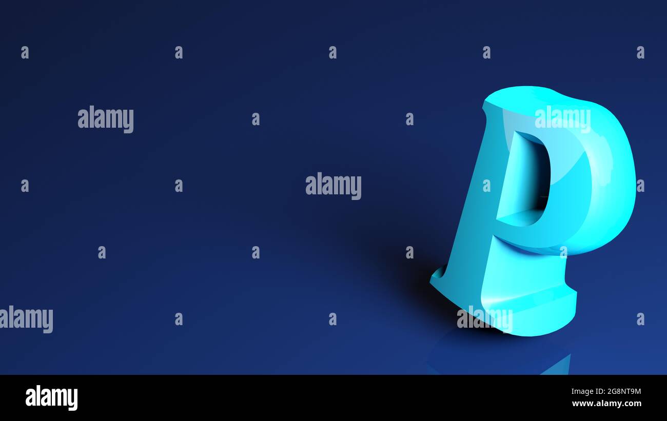 Blue background with P letter - 3D rendering illustration Stock Photo ...