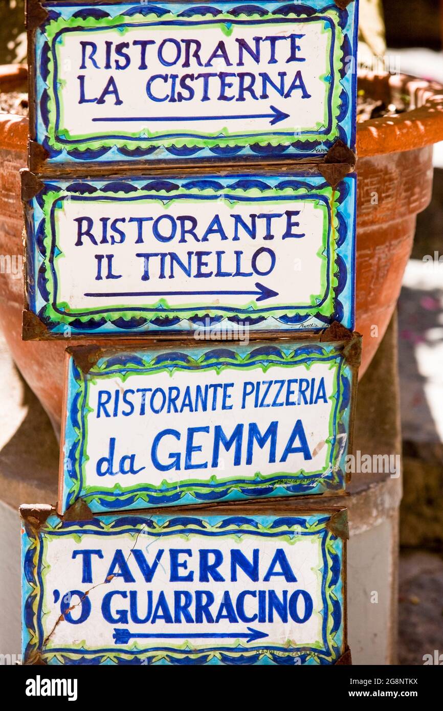 Restaurant sign, Capri island, Campania, Italy, Europe Stock Photo - Alamy