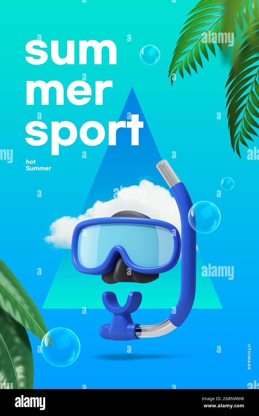 3d rendering of summer visual, scuva diving Stock Photo - Alamy