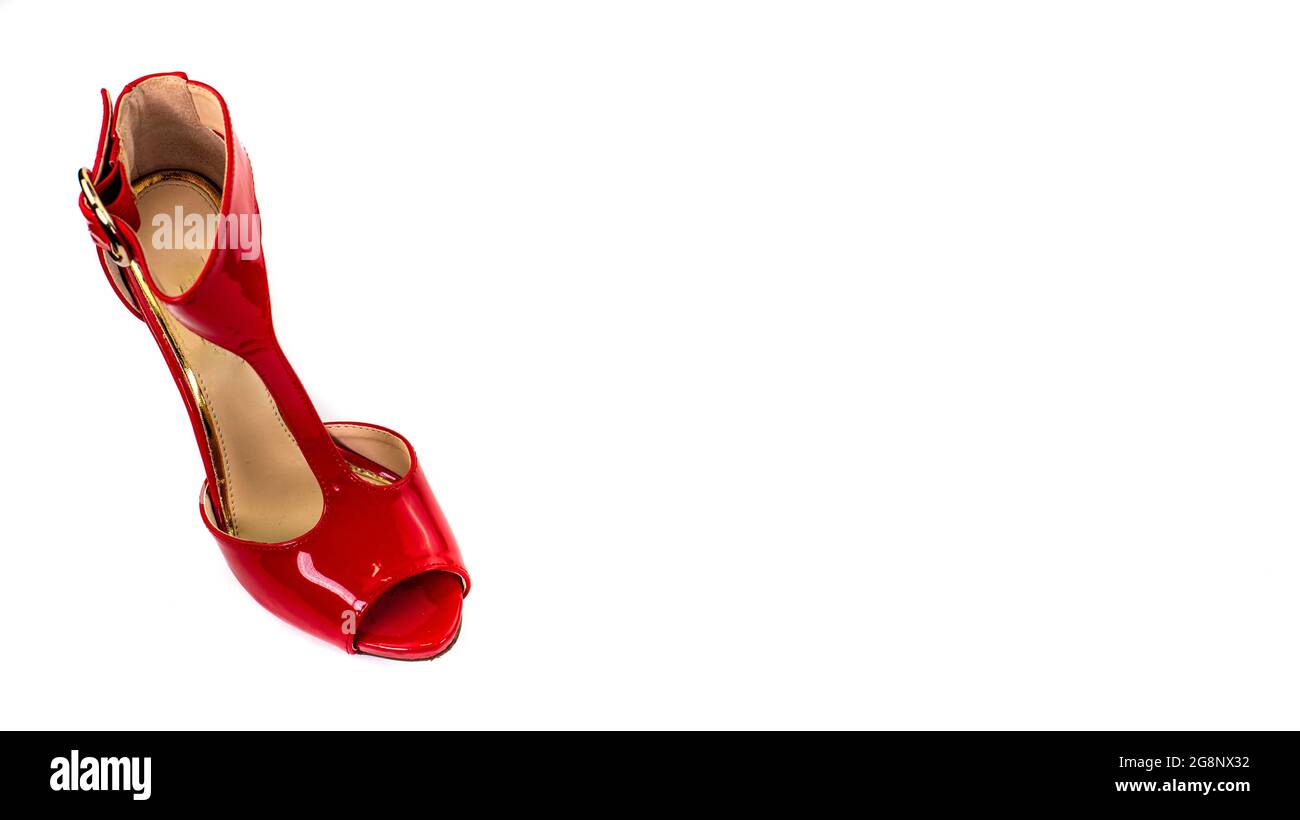 red patent leather sandal for the summer season Stock Photo - Alamy