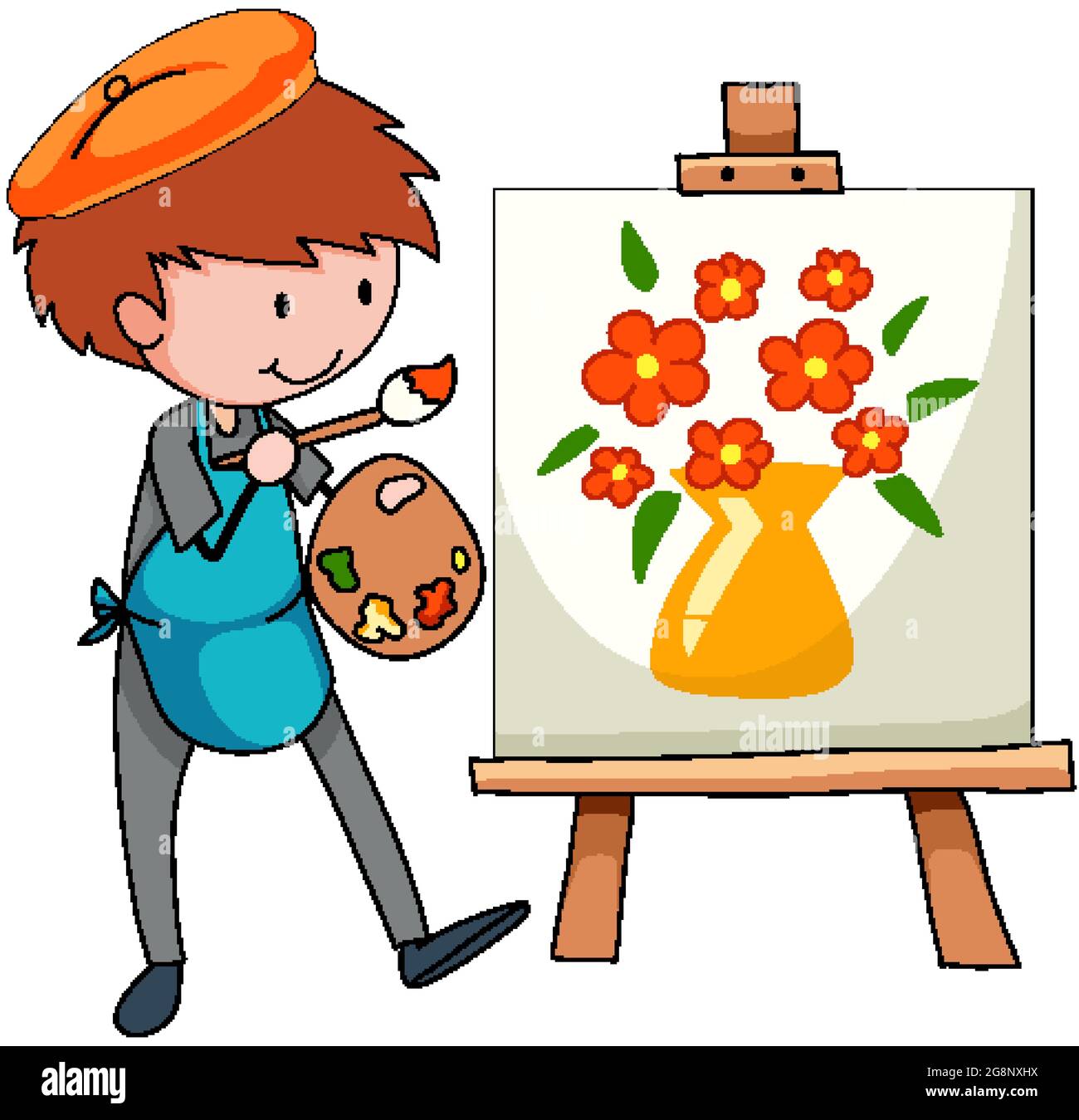 Little artist drawing the picture cartoon character isolated ...
