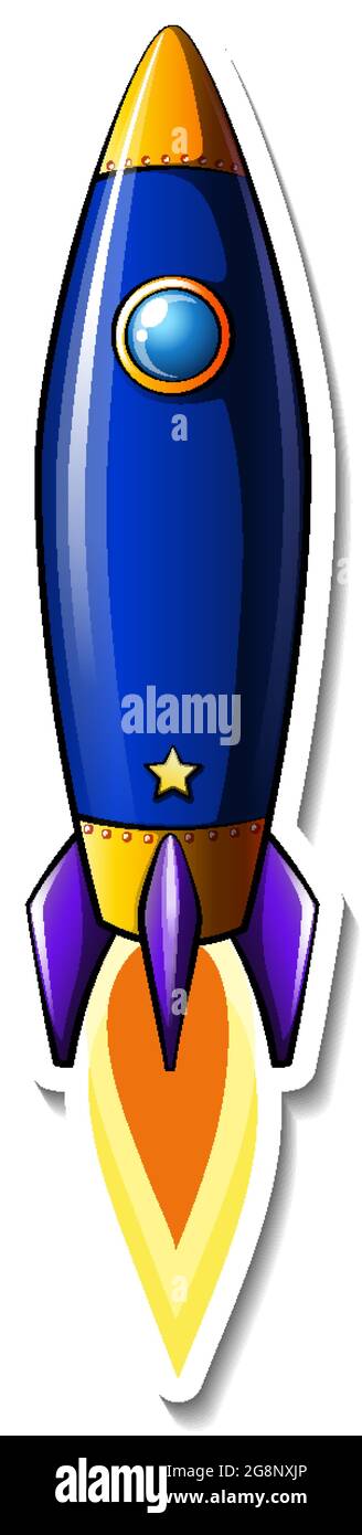 A sticker template with Rocket Space Cartoon isolated illustration ...