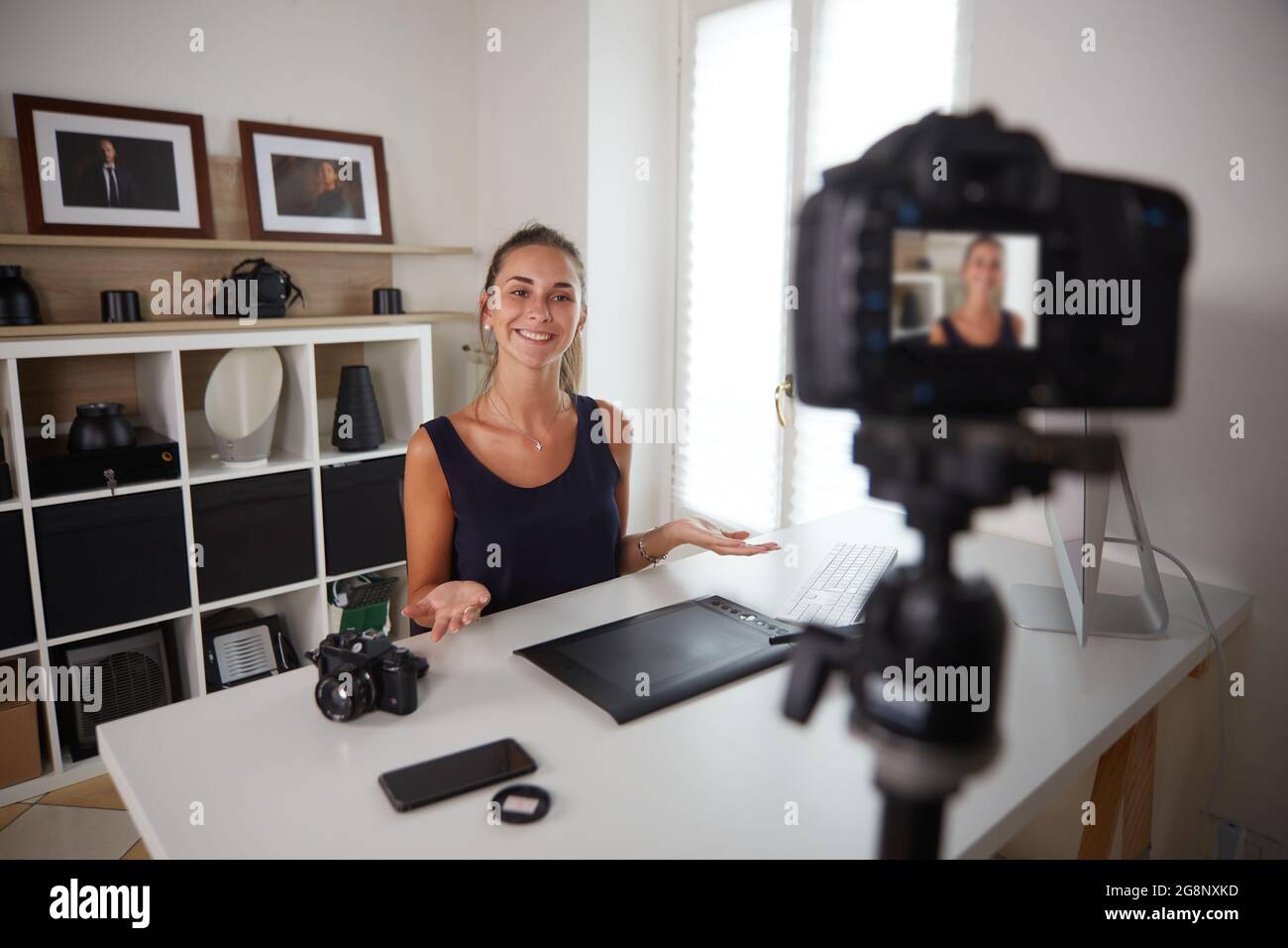 young youtuber record photography vlog Stock Photo - Alamy