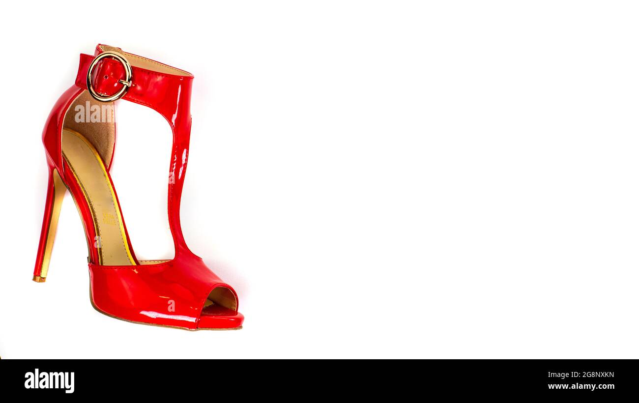 red patent leather sandal for the summer season Stock Photo - Alamy