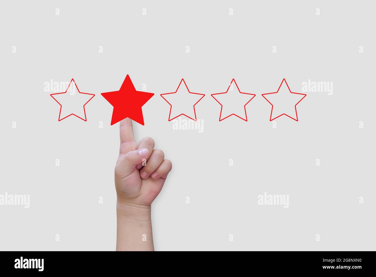 Hand click red star rating. Concept of satisfaction customer service ...