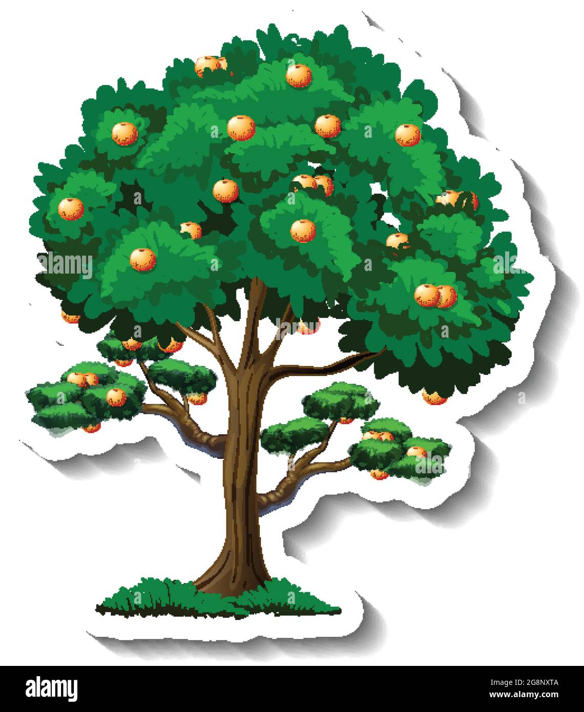 Orange tree sticker on white background illustration Stock Vector Image ...