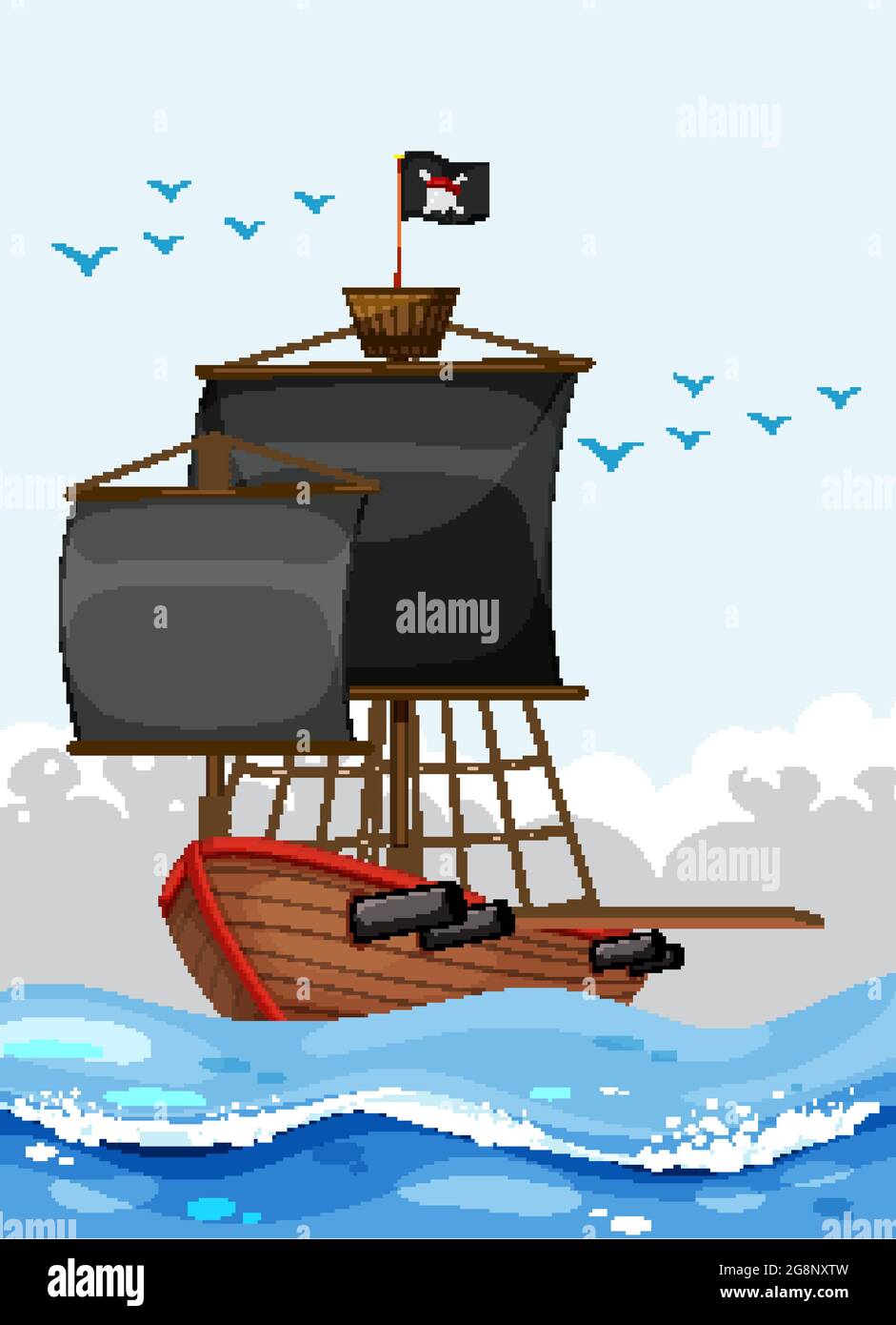 Jolly roger pirate ship in Stock Vector Images - Alamy