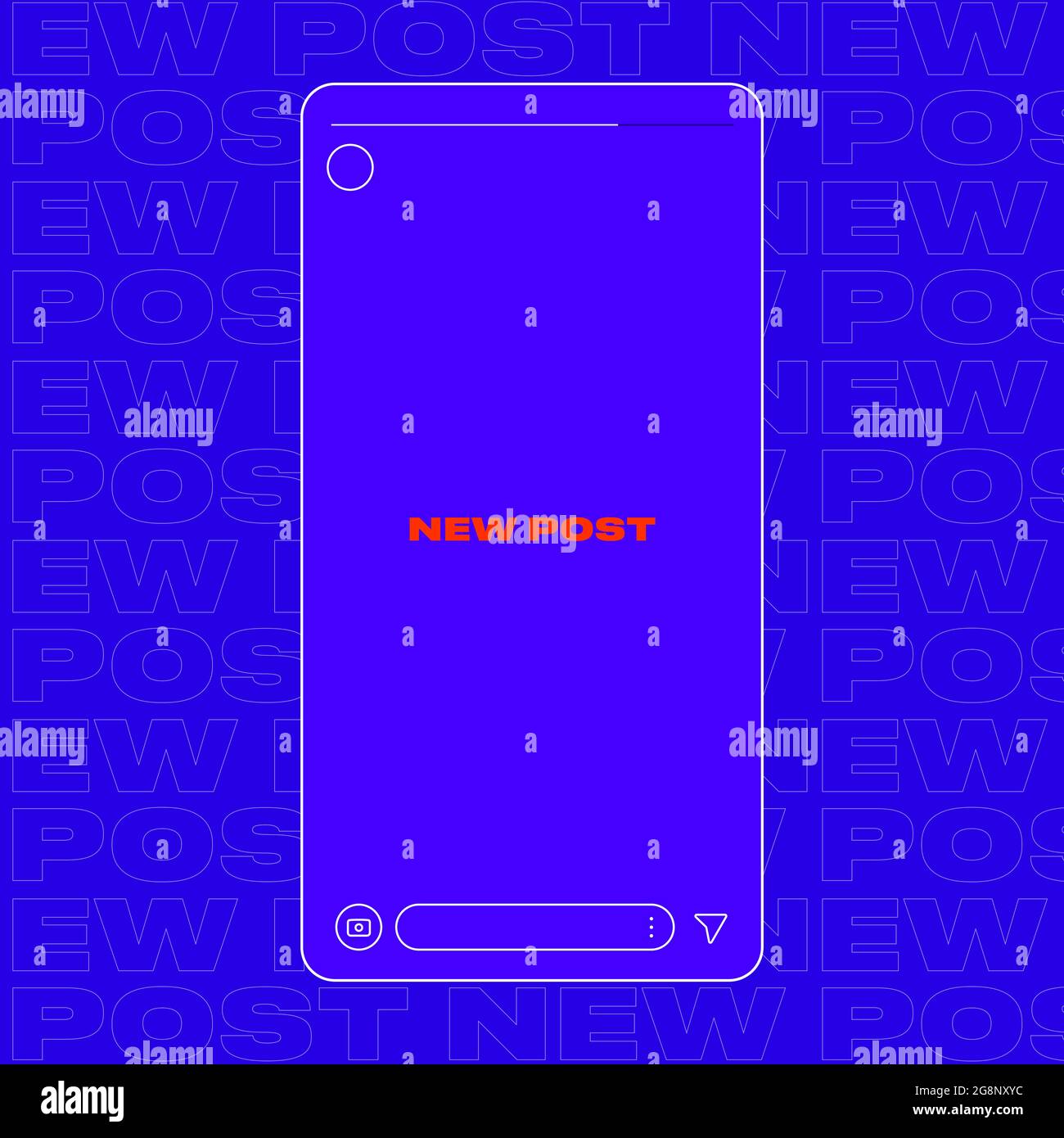 New Post Announcement. Neon Vertical Stroke. Bright Blue Interface for ...