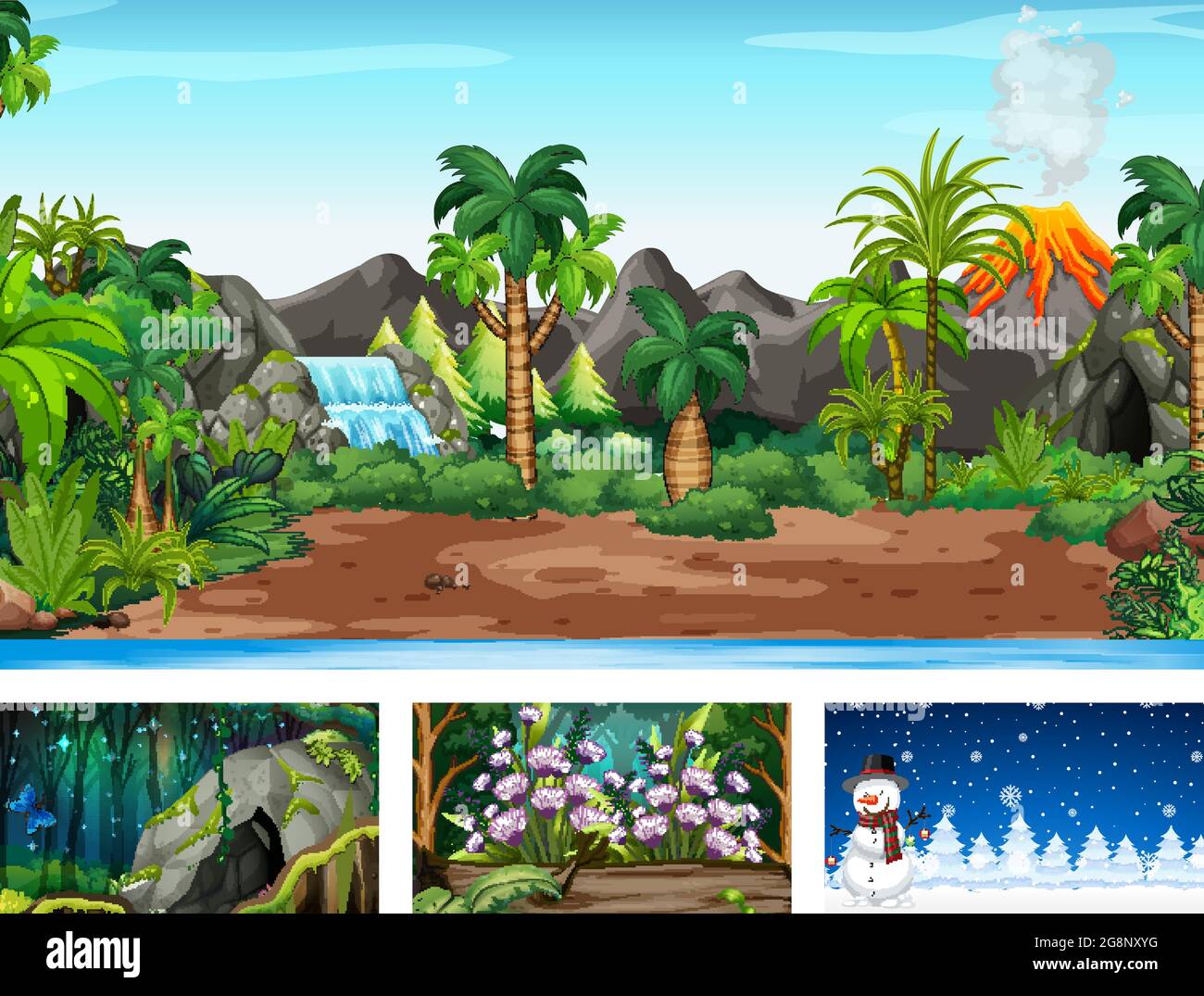 Four different nature horizontal scene illustration Stock Vector Image ...