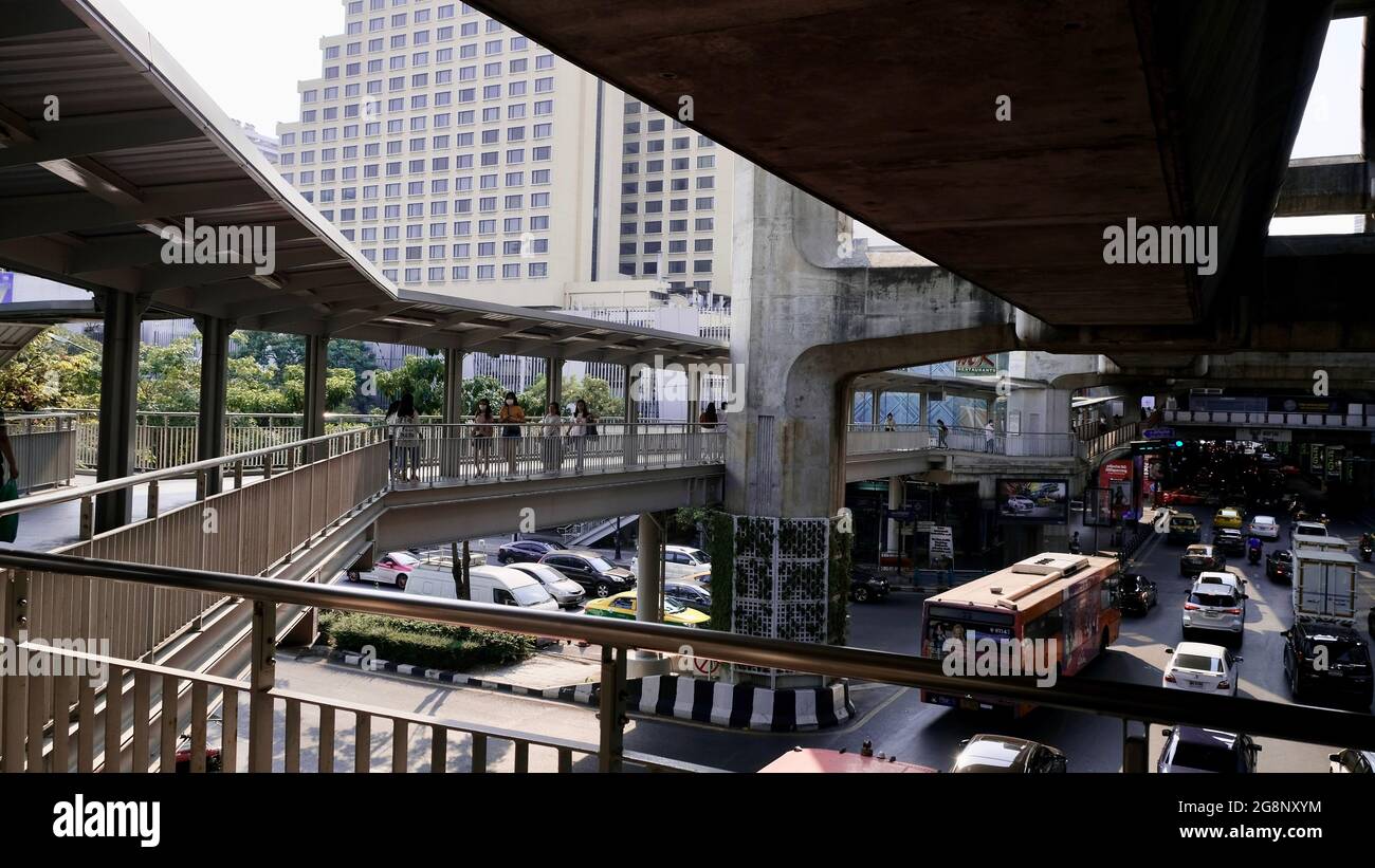 BTS Skywalk Ratchadamri Road intersection cross bridge Business and ...