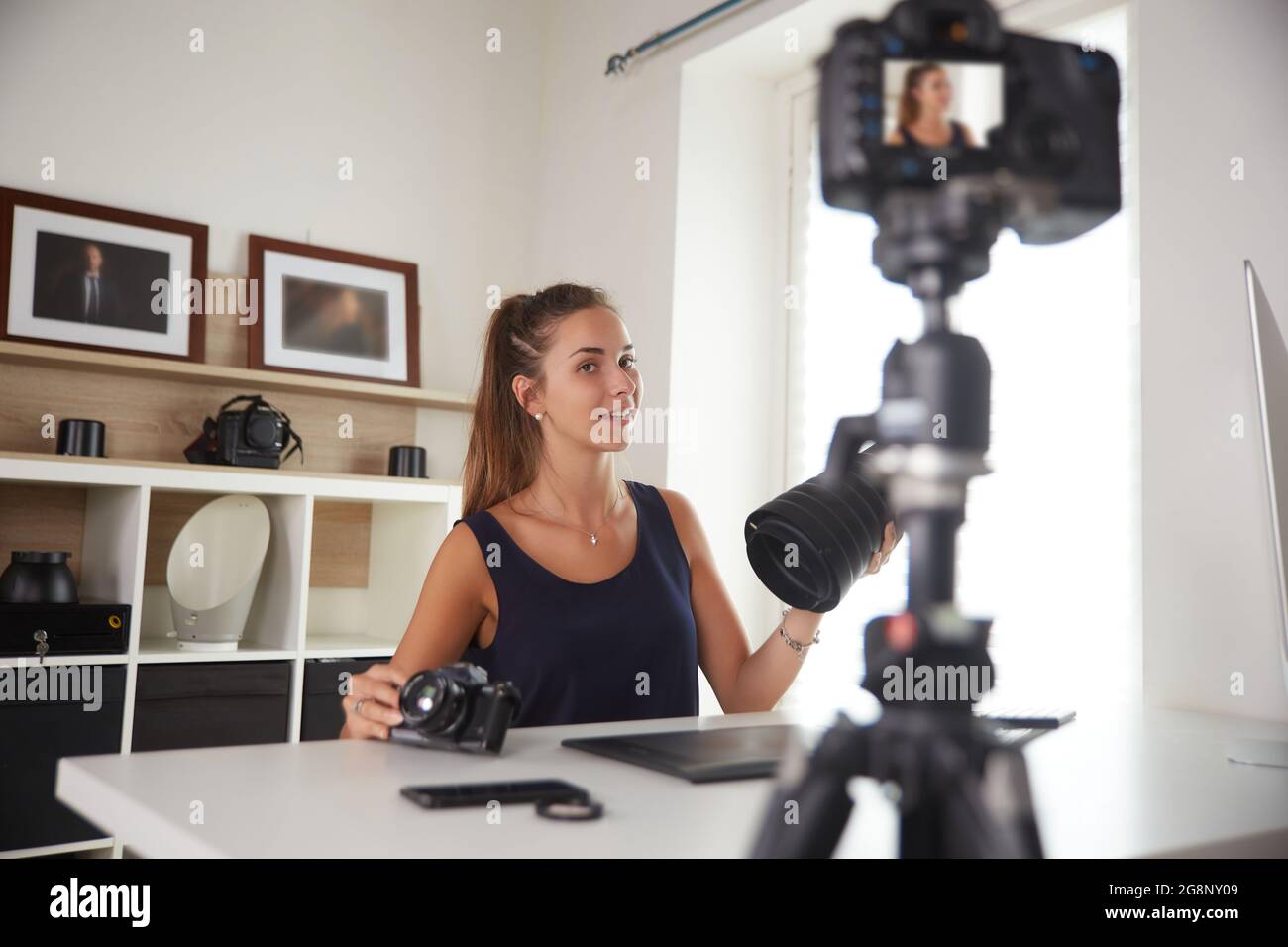 young youtuber record photography vlog Stock Photo - Alamy