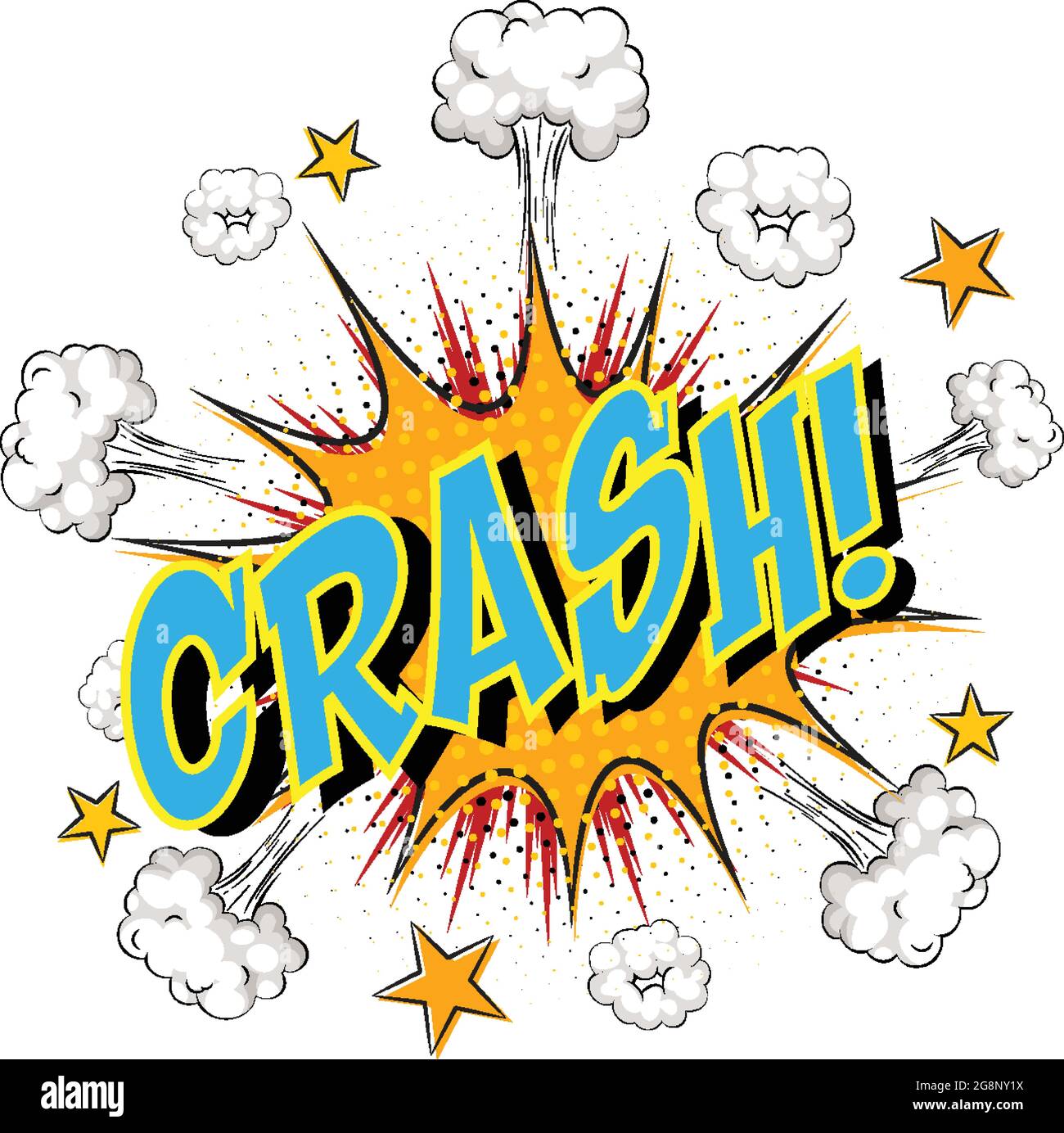 Word Crash on comic cloud explosion background illustration Stock ...