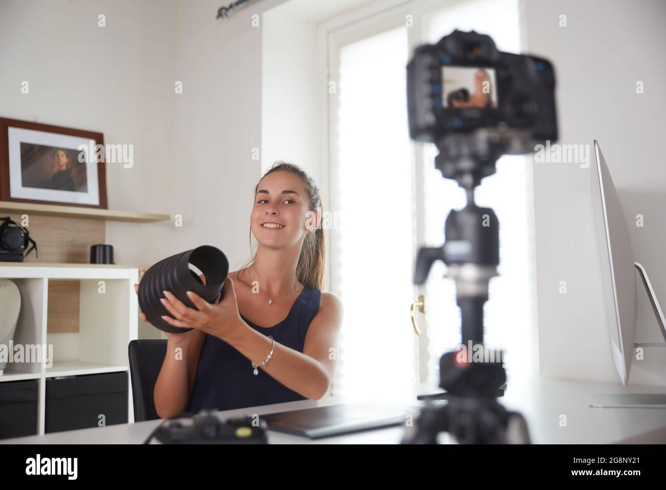 young youtuber record photography vlog Stock Photo - Alamy