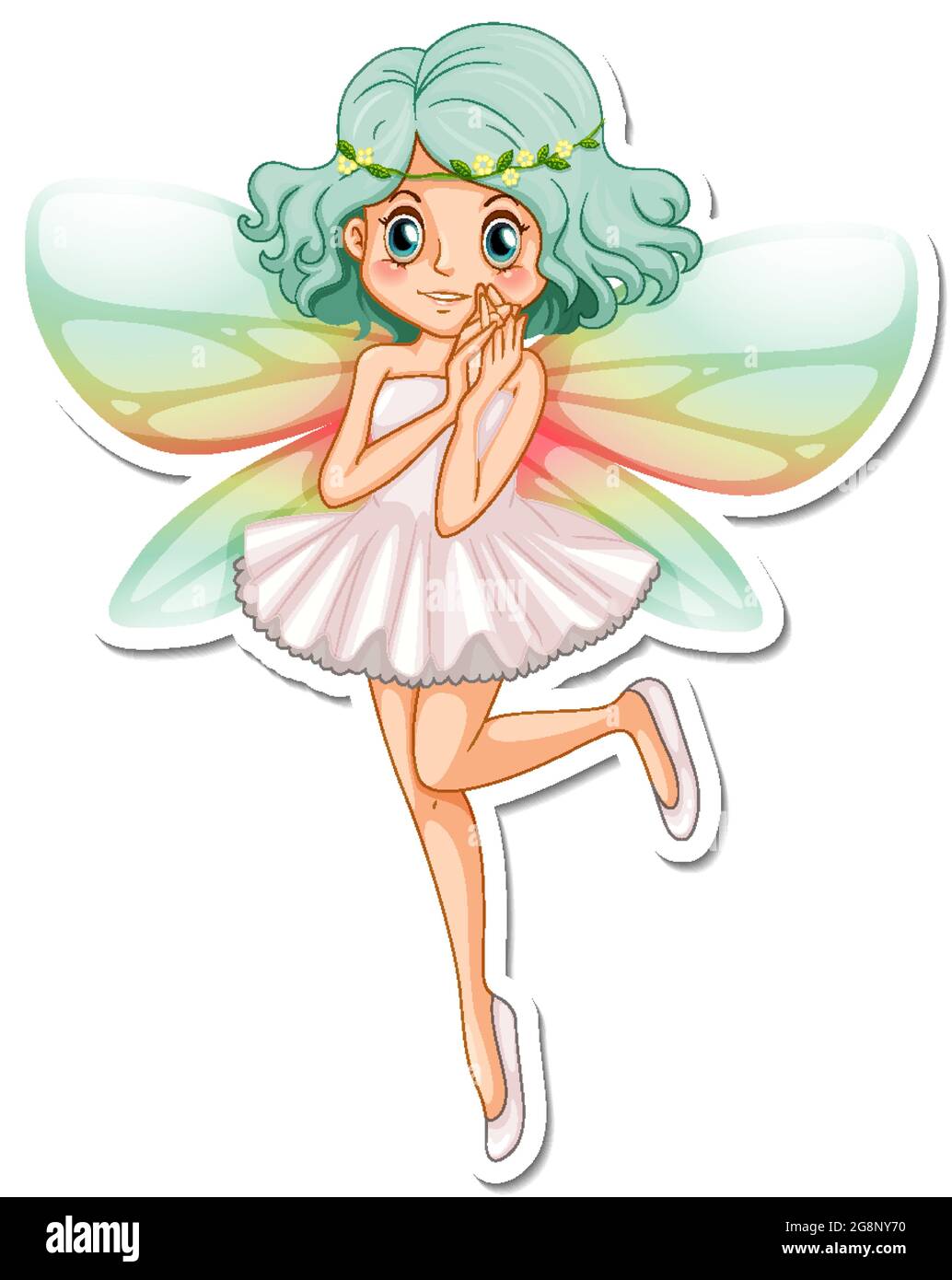 Beautiful fairy cartoon character sticker illustration Stock Vector ...