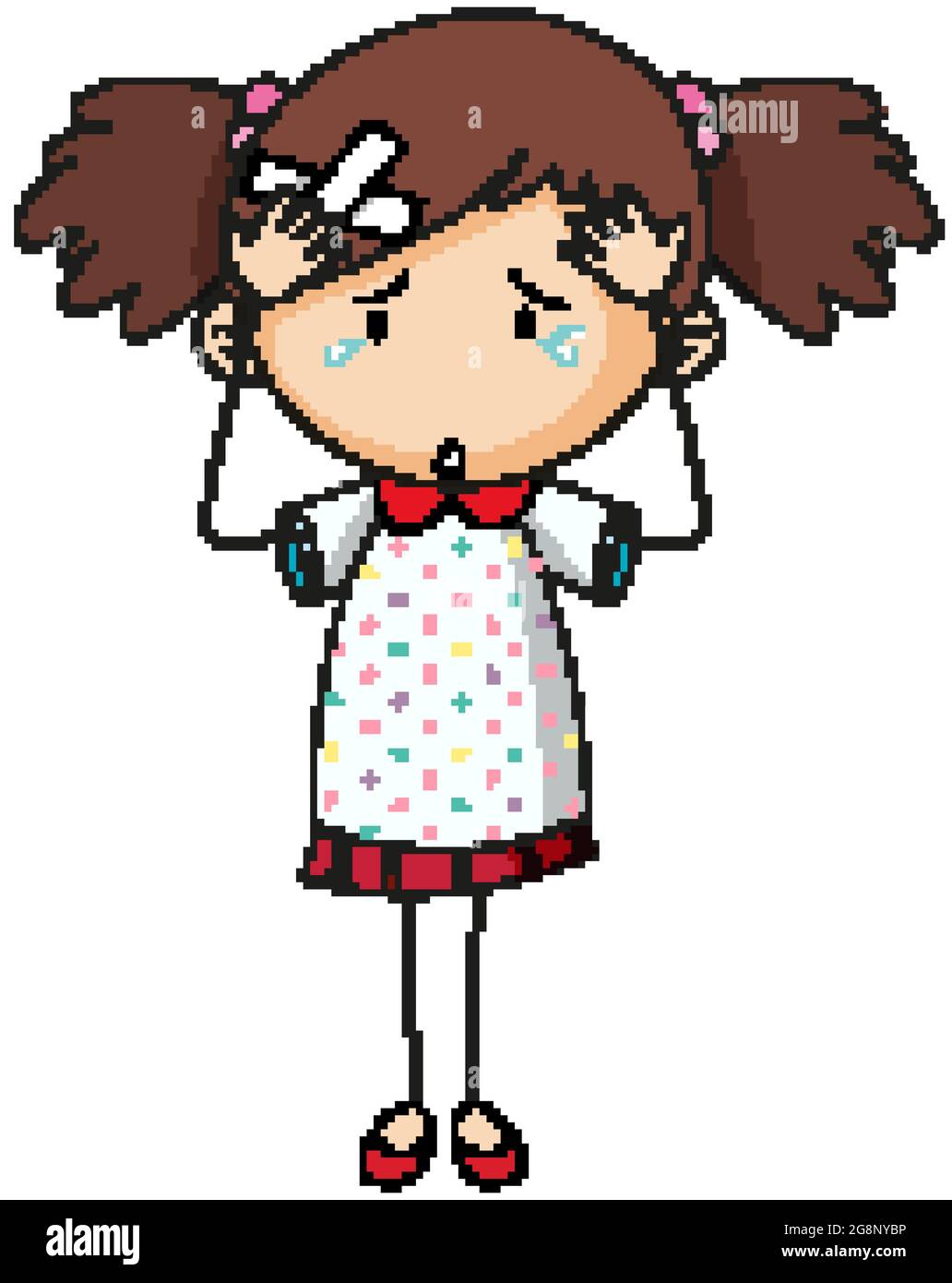 Doodle cartoon character of a girl having headache illustration Stock ...
