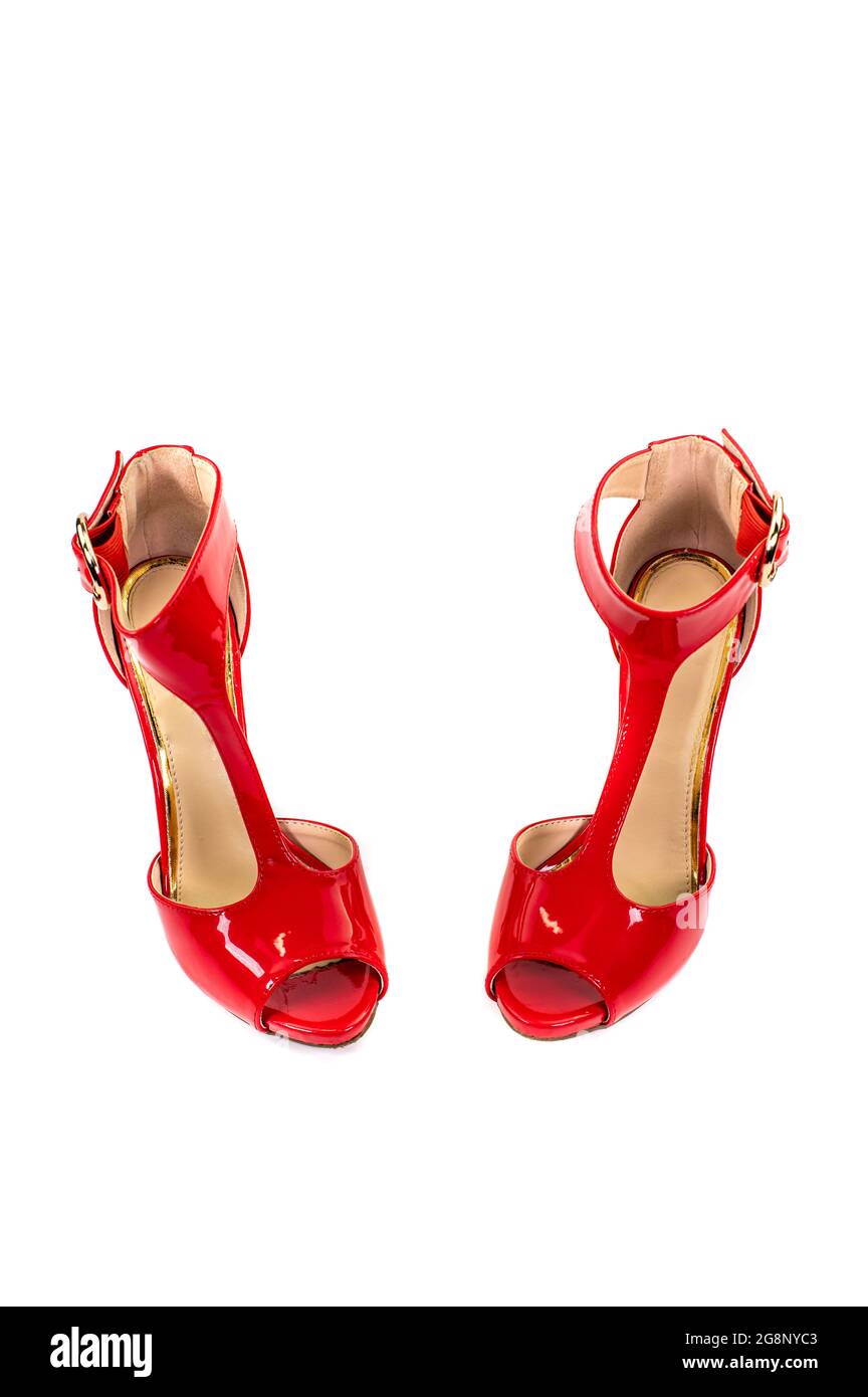red patent leather sandal for the summer season Stock Photo - Alamy