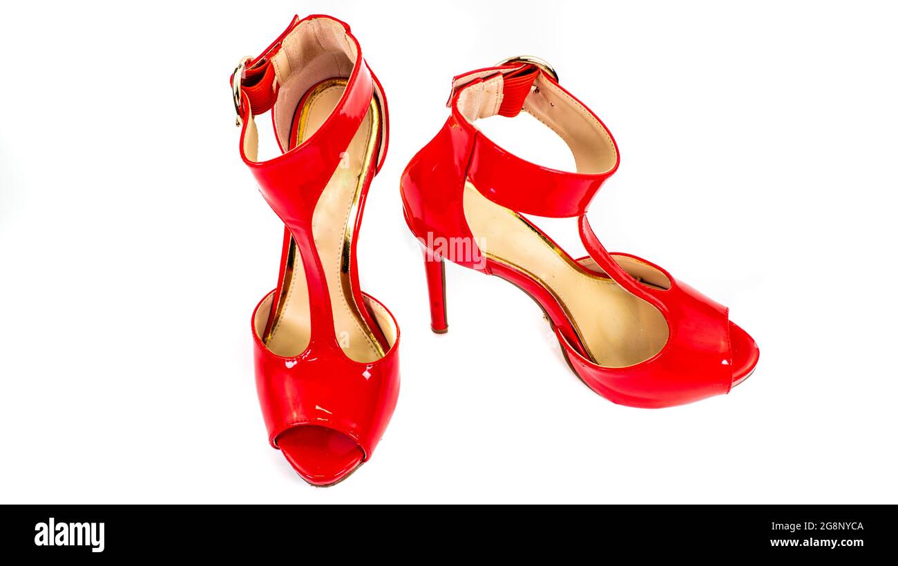 red patent leather sandal for the summer season Stock Photo - Alamy