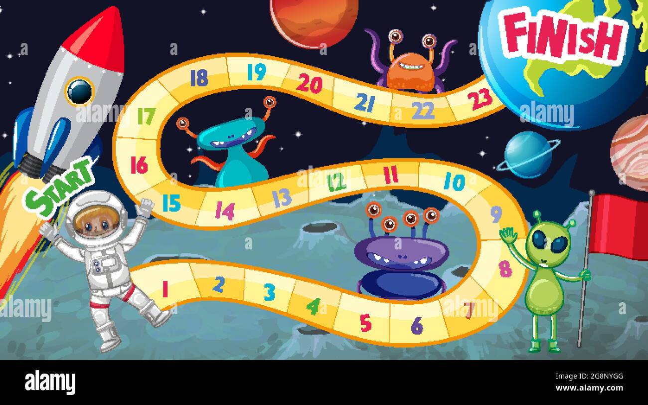 Board game template with space theme illustration Stock Vector Image ...
