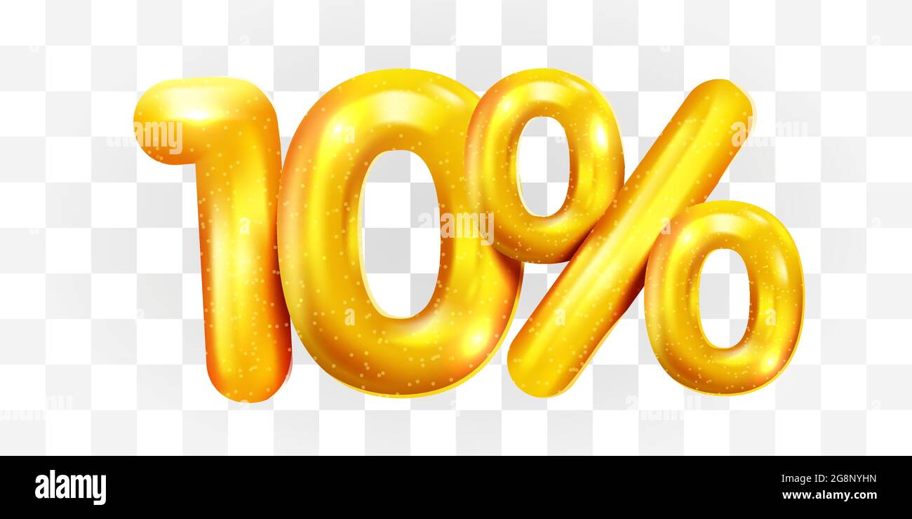 3d ten percent gold on Stock Vector Images - Alamy