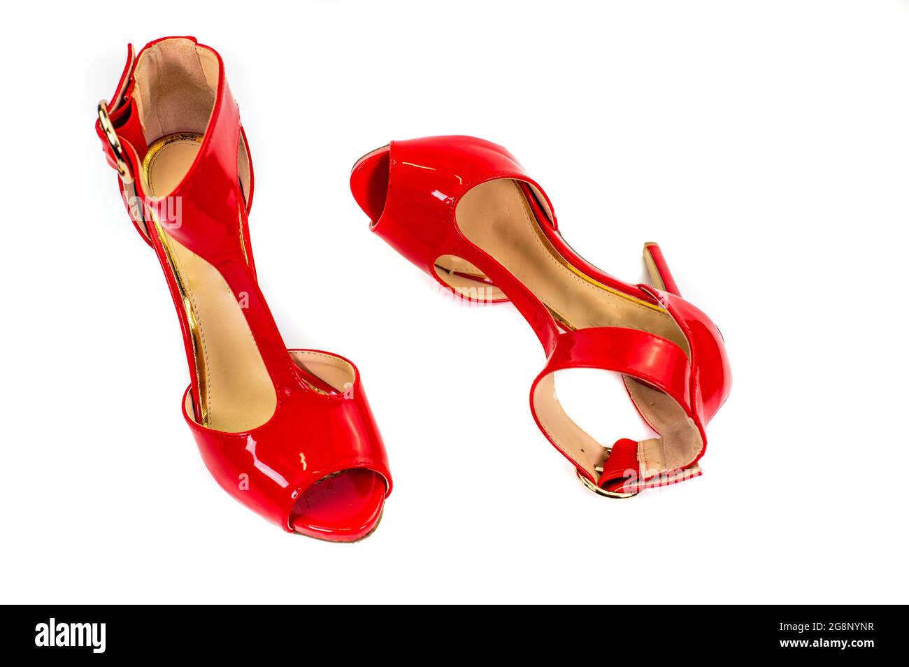 red patent leather sandal for the summer season Stock Photo - Alamy
