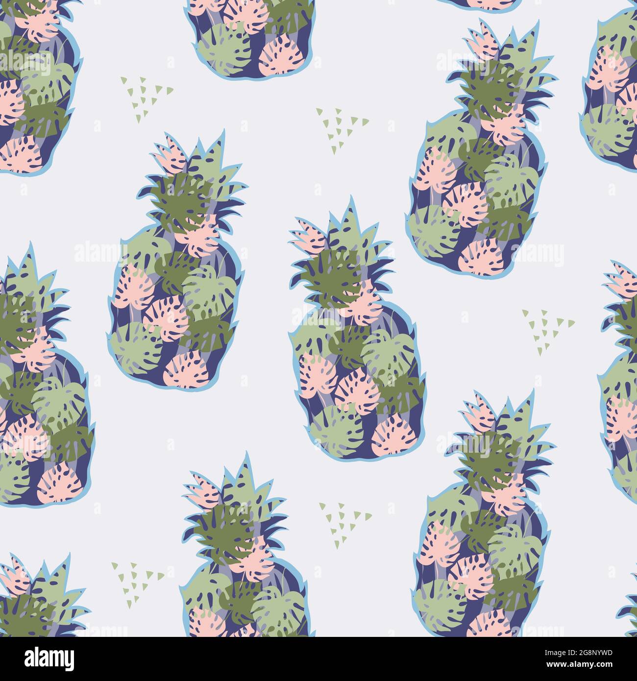 Seamless pattern with tropical pineapples, vector illustration. Summer ...