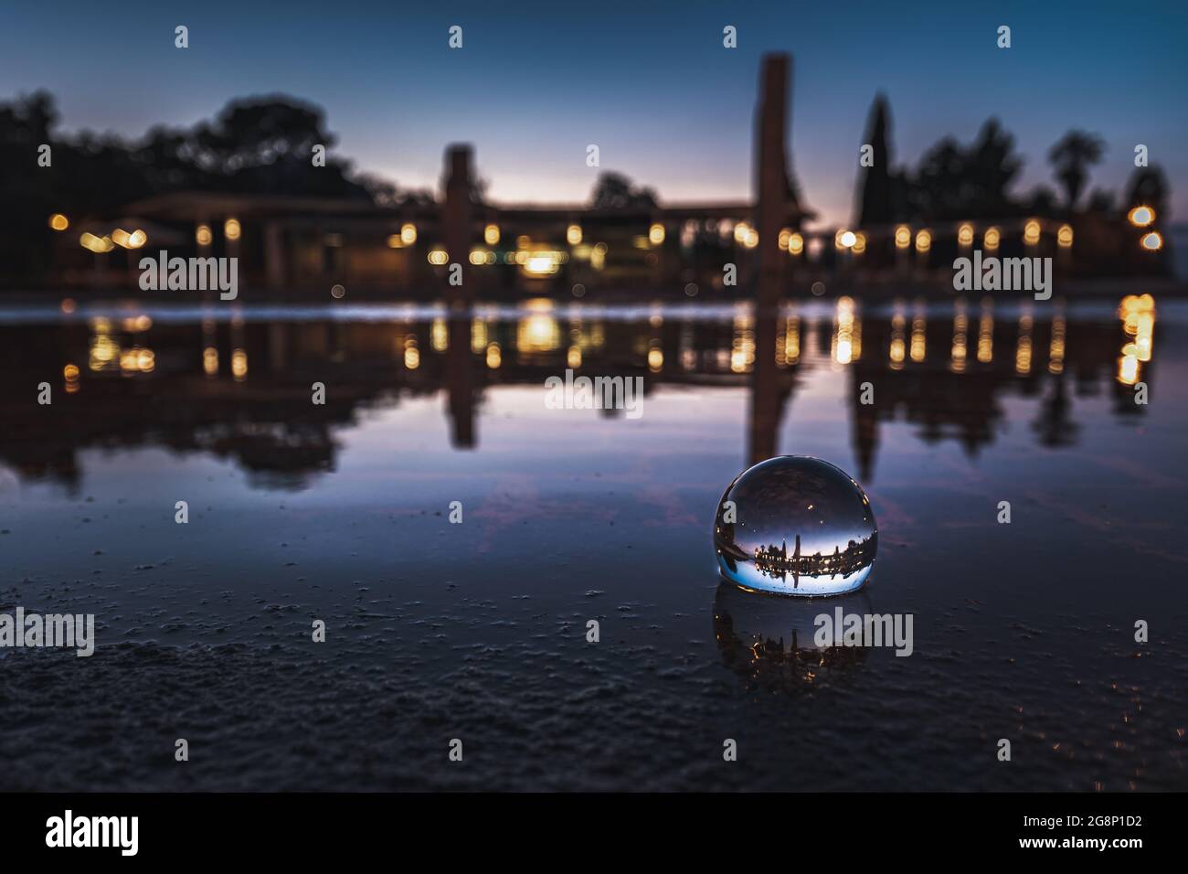 Using a Lensball Pro to catch several reflections in the pond in front ...
