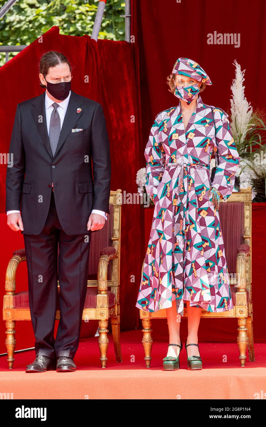 BRUSSELS - King Philippe, Queen Mathilde, Princess Elisabeth, Prince ...