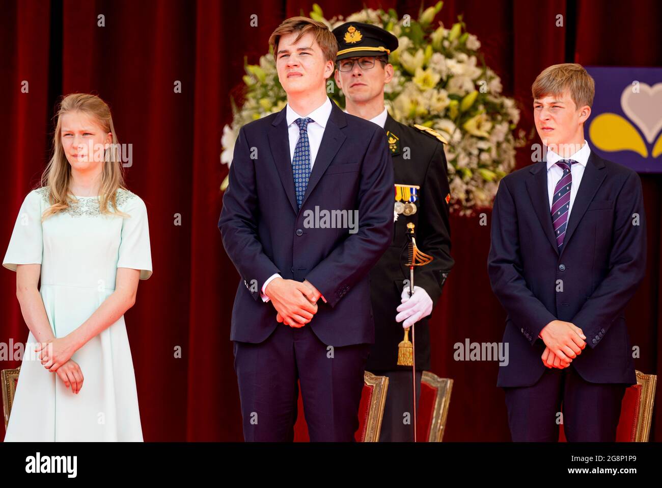 BRUSSELS - King Philippe, Queen Mathilde, Princess Elisabeth, Prince ...