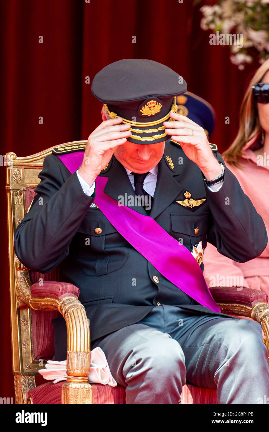 BRUSSELS - King Philippe, Queen Mathilde, Princess Elisabeth, Prince ...