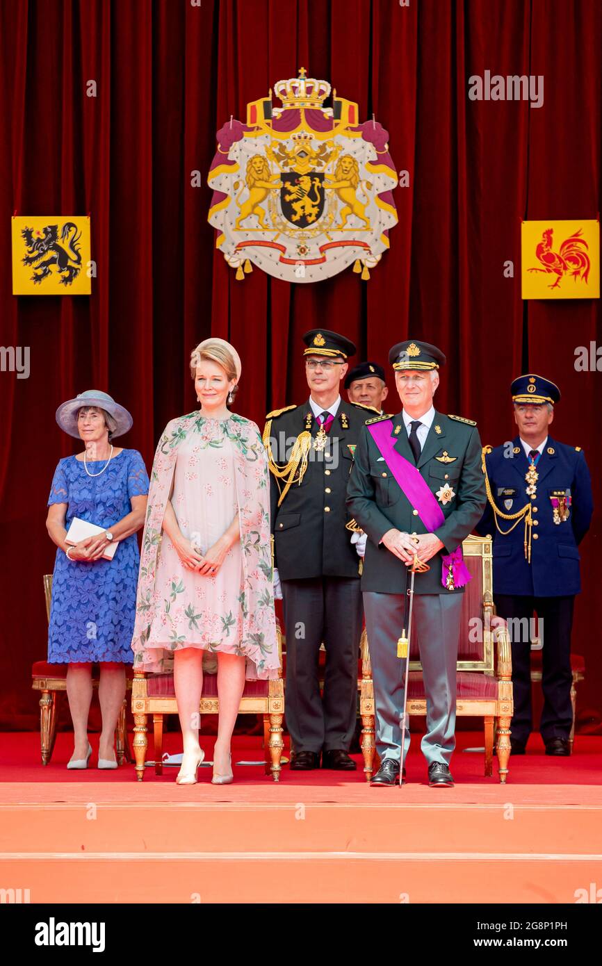 BRUSSELS - King Philippe, Queen Mathilde, Princess Elisabeth, Prince ...
