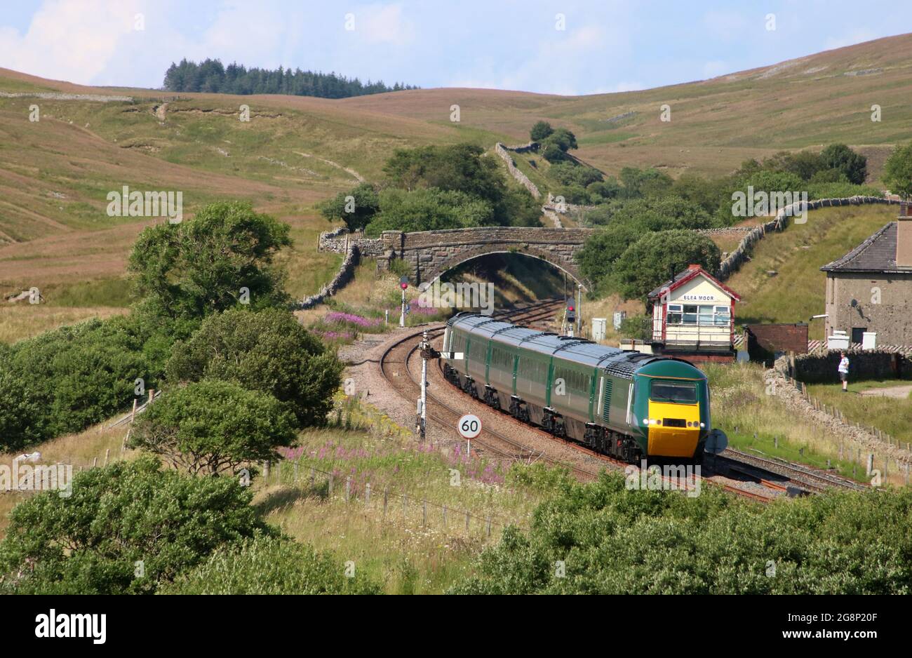 Staycation Express operated by Rail Charter services passing Blea Moor ...