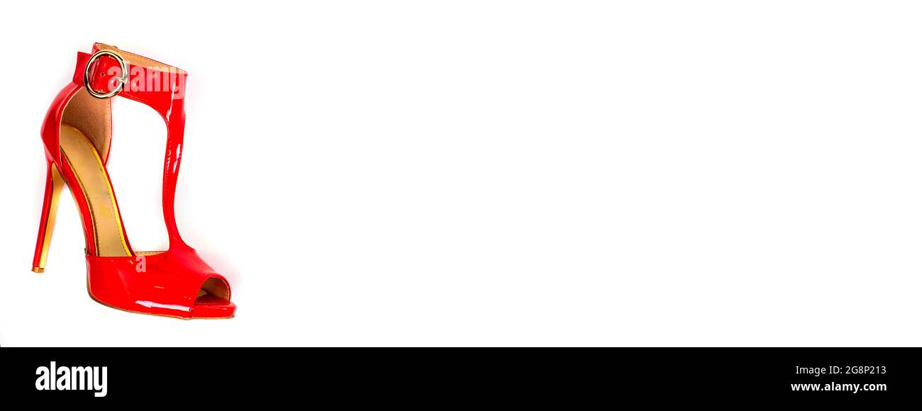 banner with red sandal paint summer white background Stock Photo - Alamy